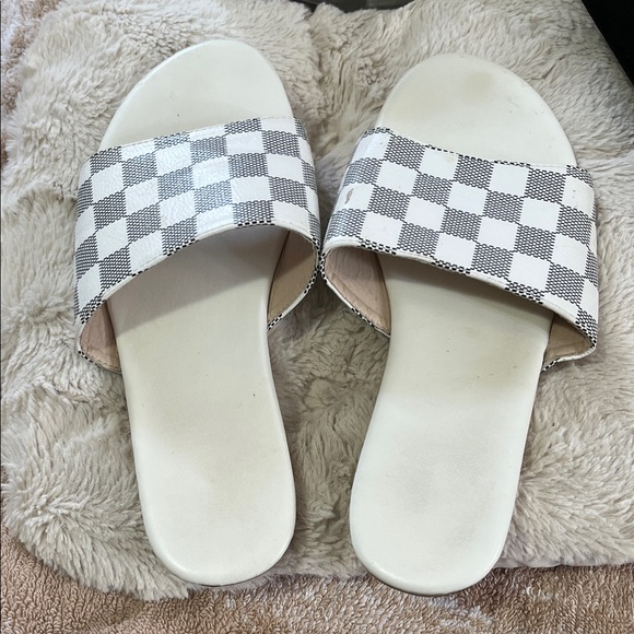 fashion snd | Shoes | Classic Checkered Slide Sandals Black And White ...